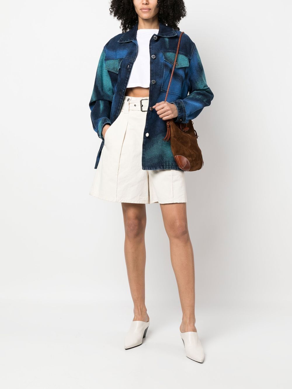 ALBERTA FERRETTI Alberta Ferretti Abstract Print Long Sleeve Denim Jacket