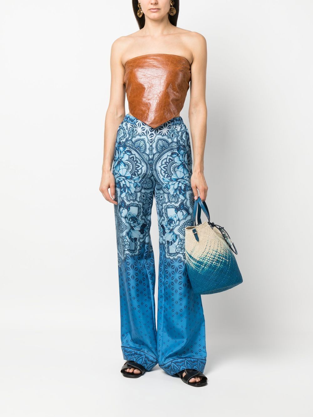 ALBERTA FERRETTI Alberta Ferretti Silk Graphic-Print Trousers