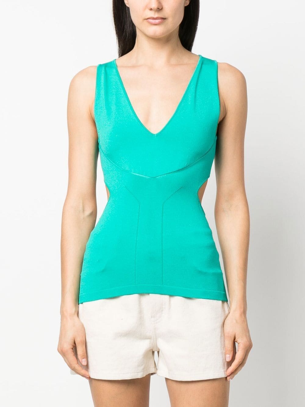 ALBERTA FERRETTI Alberta Ferretti Sleeveless Knit Top with Cut-Out Detailing