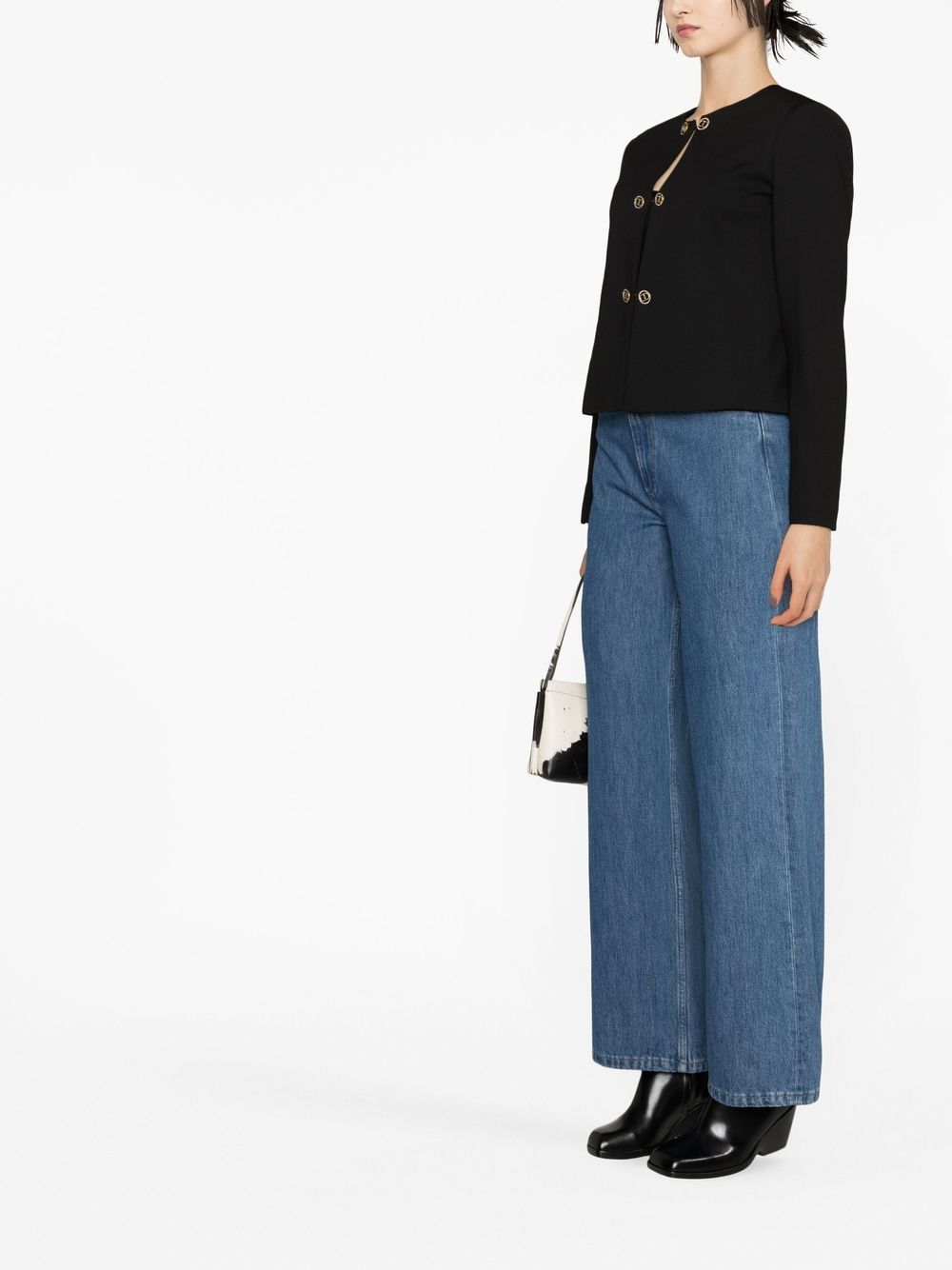 TWINSET Cropped Blazer with Logo Buttons