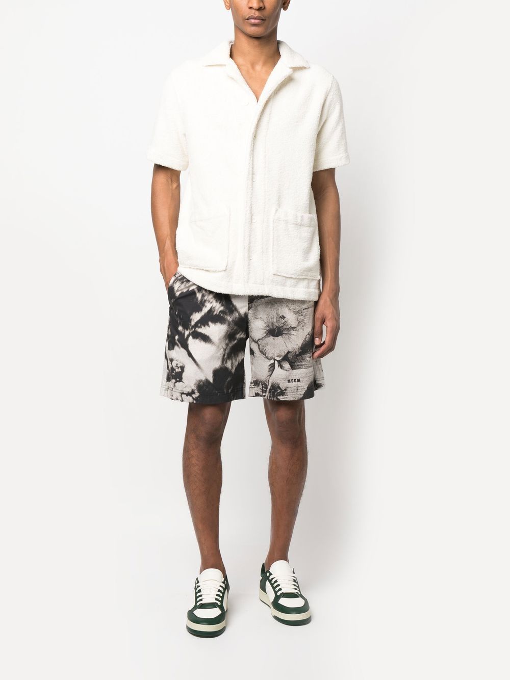 MSGM MSGM Graphic-Print Track Shorts