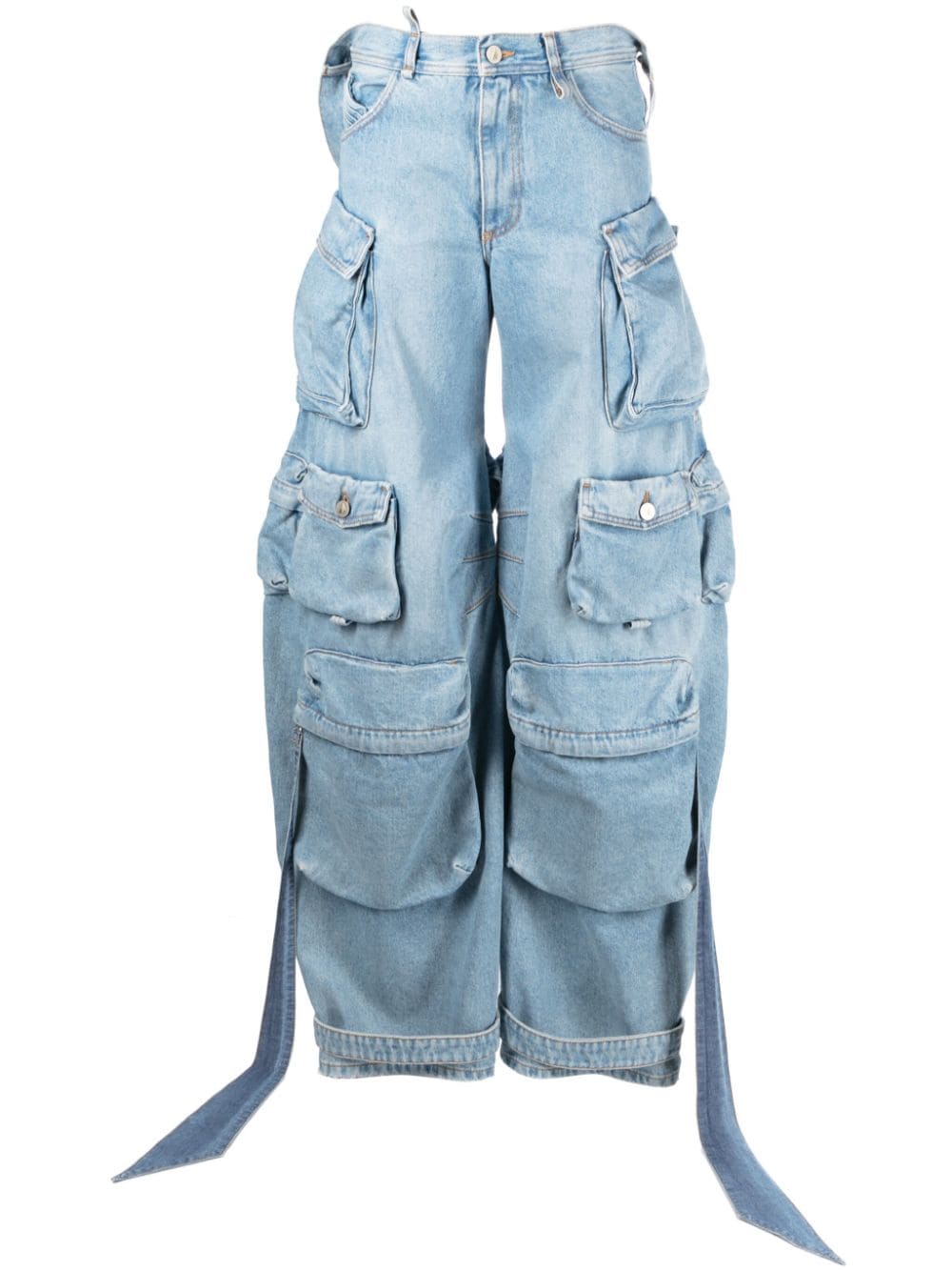 Attico Wide-Leg Cargo Jeans - Blue | Editorialist