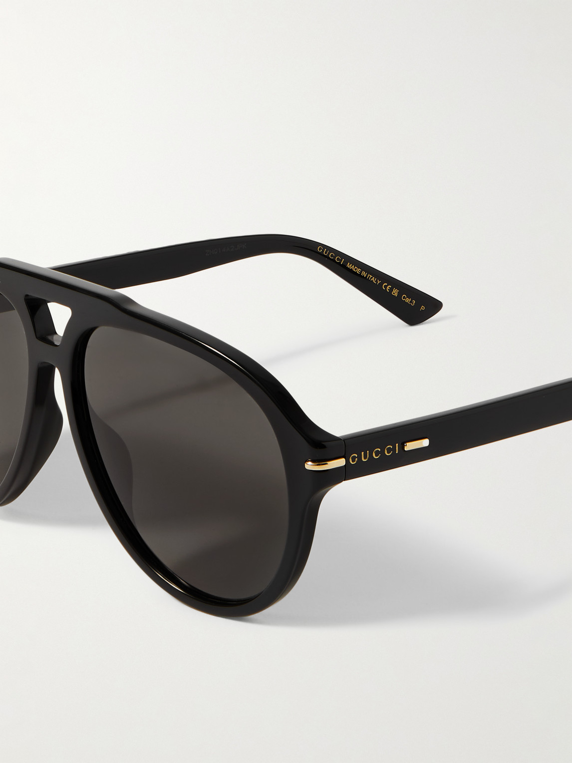 Gucci Aviator-Style Acetate Sunglasses - Black | Editorialist display picture 3