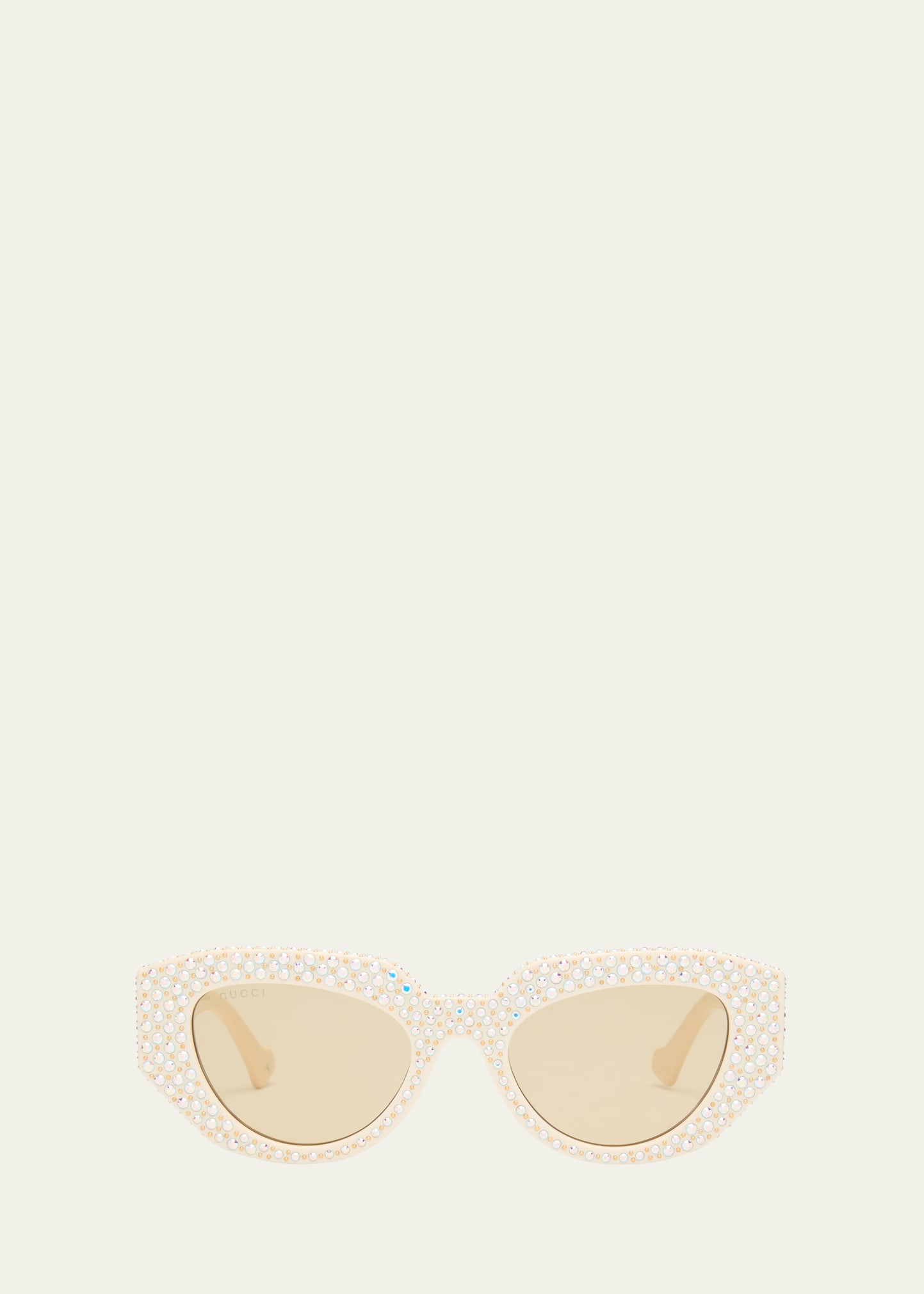 Gucci Ivory Crystal Cat-Eye Sunglasses Gucci - Rectangular Sunglasses with Crystals - Ivory - Gucci  main image 4
