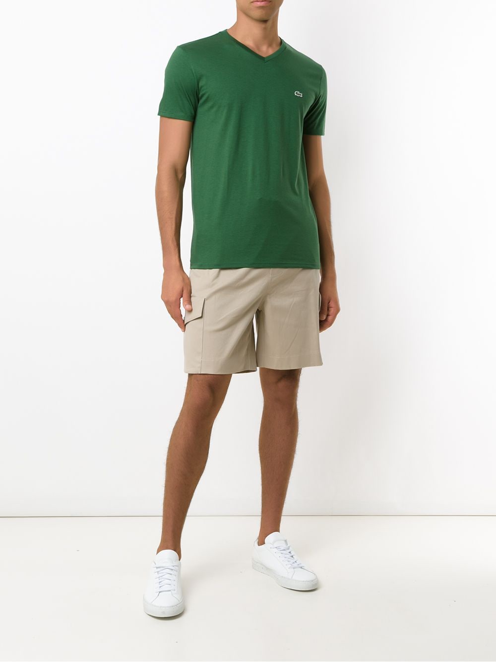 LACOSTE logo-embroidered cotton v-neck t-shirt