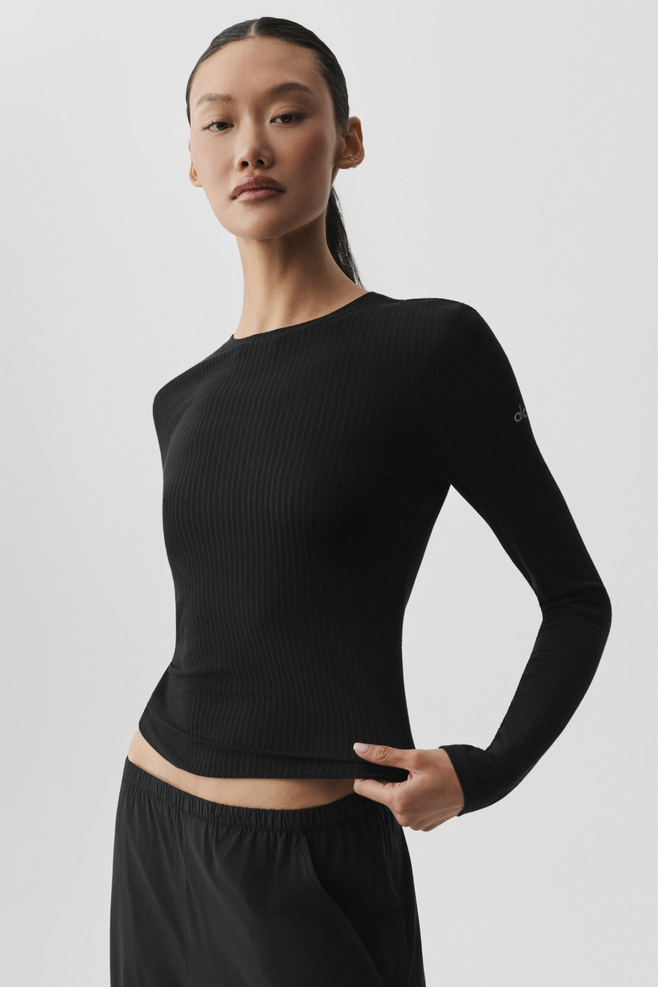 Alo Yoga Ribbed Long-Sleeve Top - Black | Editorialist