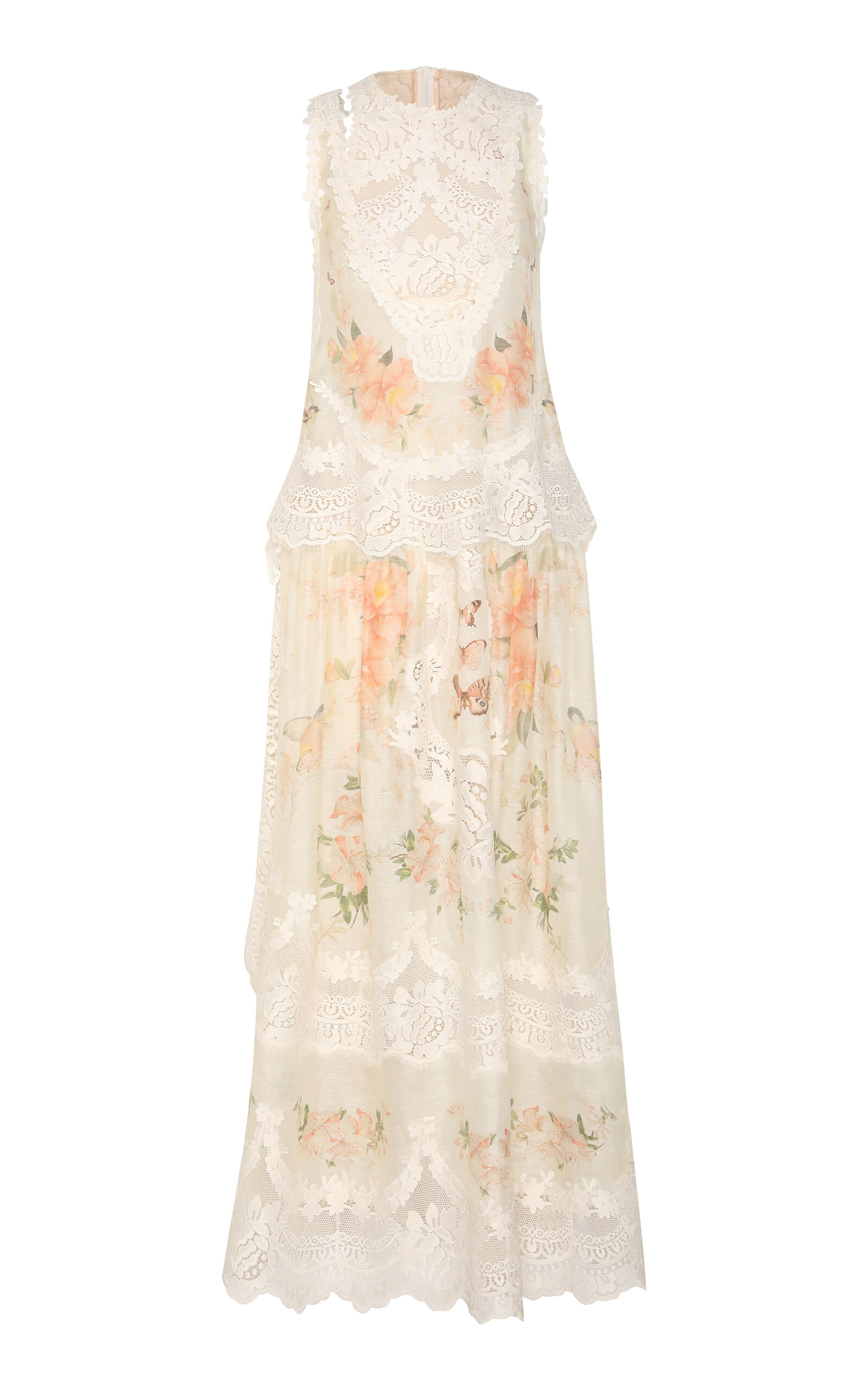Zimmermann Natura Lace-Trimmed Linen-Silk Maxi Dress In Off-White - 40% Off  | Editorialist
