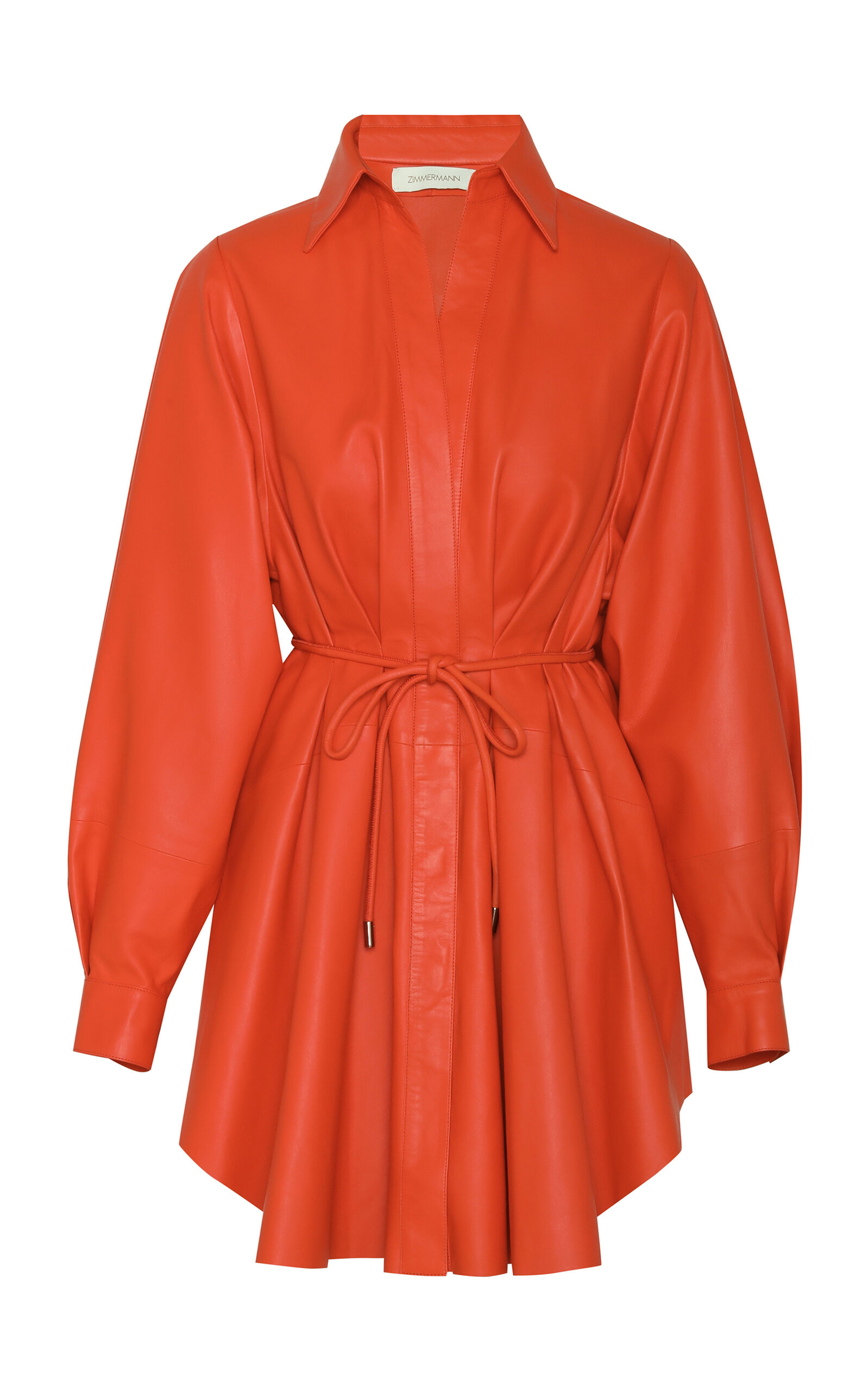 Zimmermann Tranquility Pleated Leather Mini Dress Only - Red | Editorialist