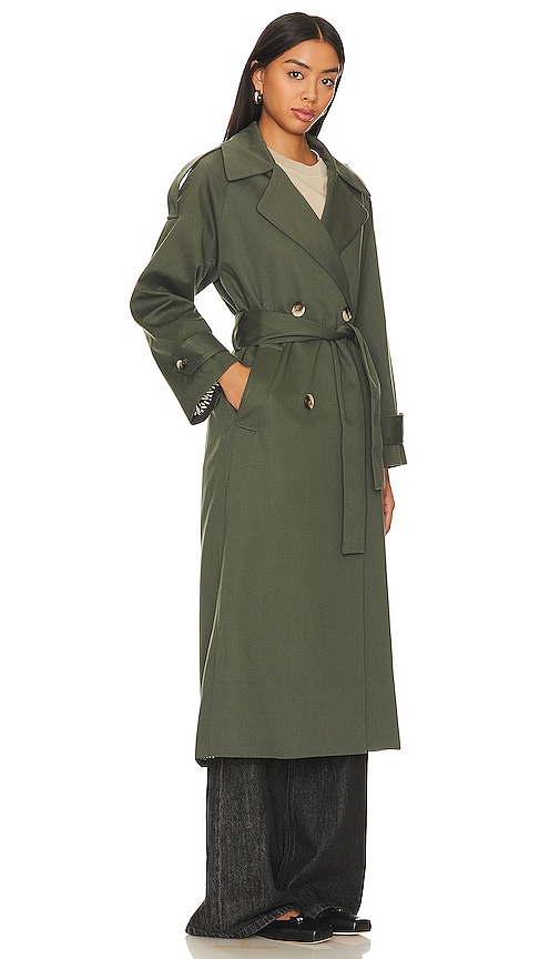 Musier Paris Dorothee Trench Coat In Green In Khaki - 30% Off
