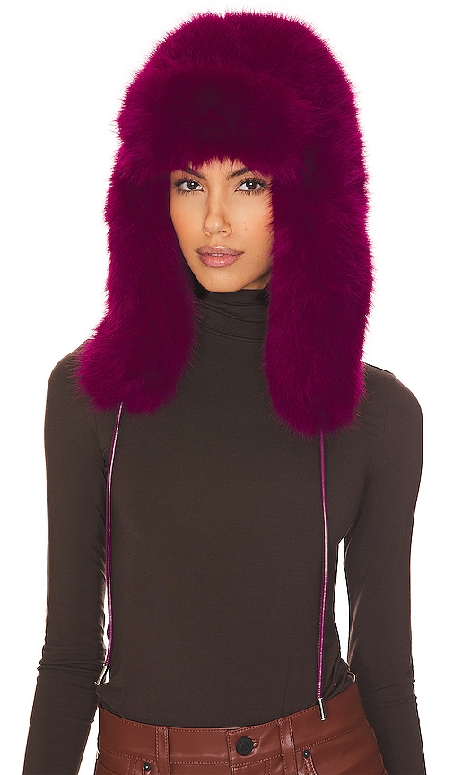 Adrienne Landau Faux Fox Trapper Hat In Dark Fuchsia - 63  display picture 3