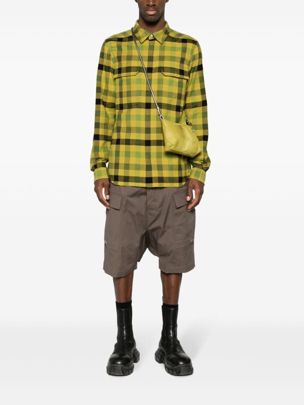 RICK OWENS check-pattern cotton shirt