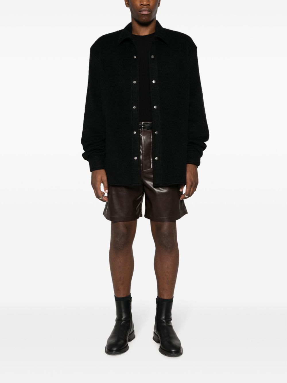 JIL SANDER pointed-collar alpaca wool-blend overshirt