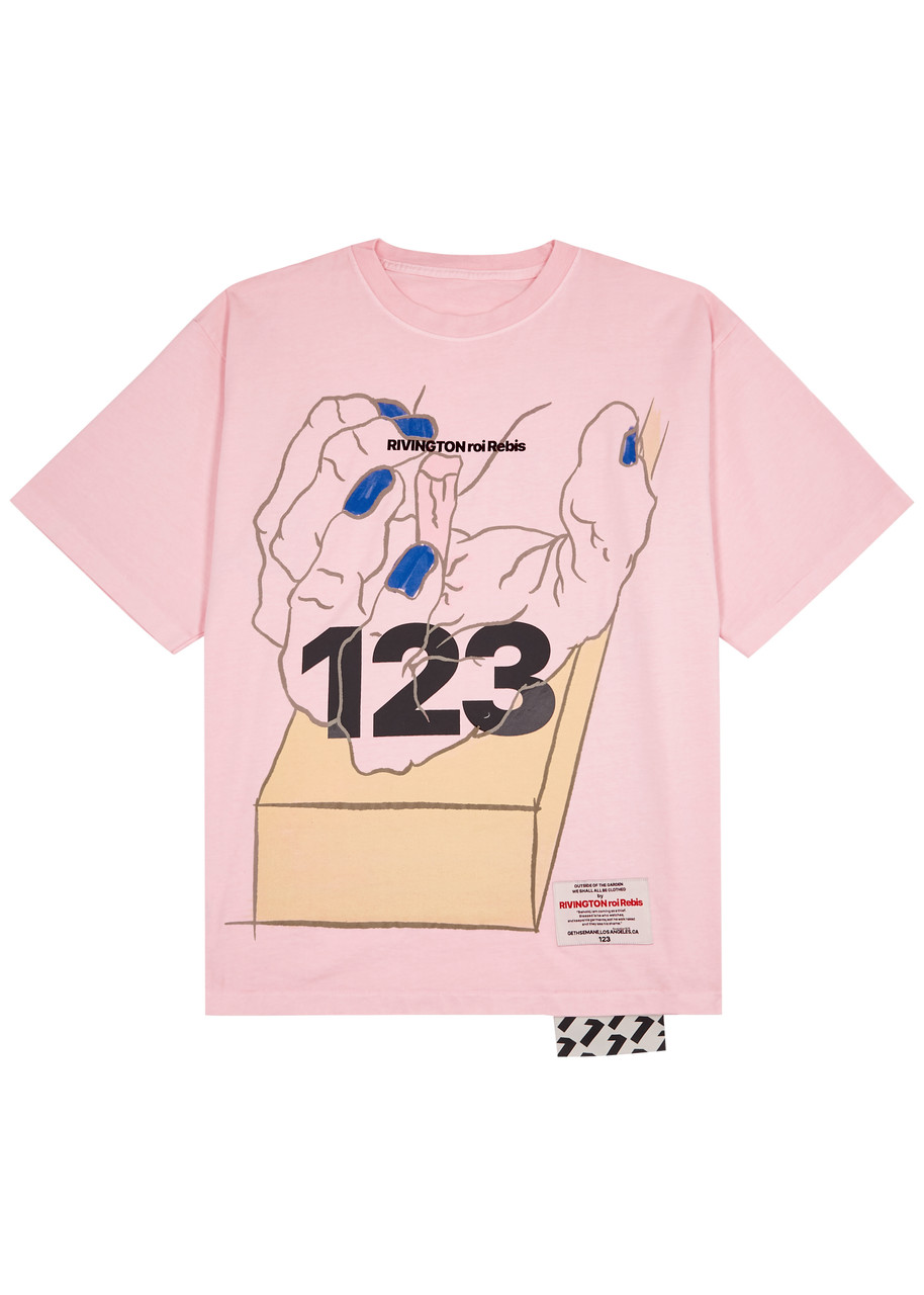 Rivington roi Rebis 123 Tシャツ Rivington Roi Rebis Rrr 123 Passion Printed Cotton T-Shirt In Pink