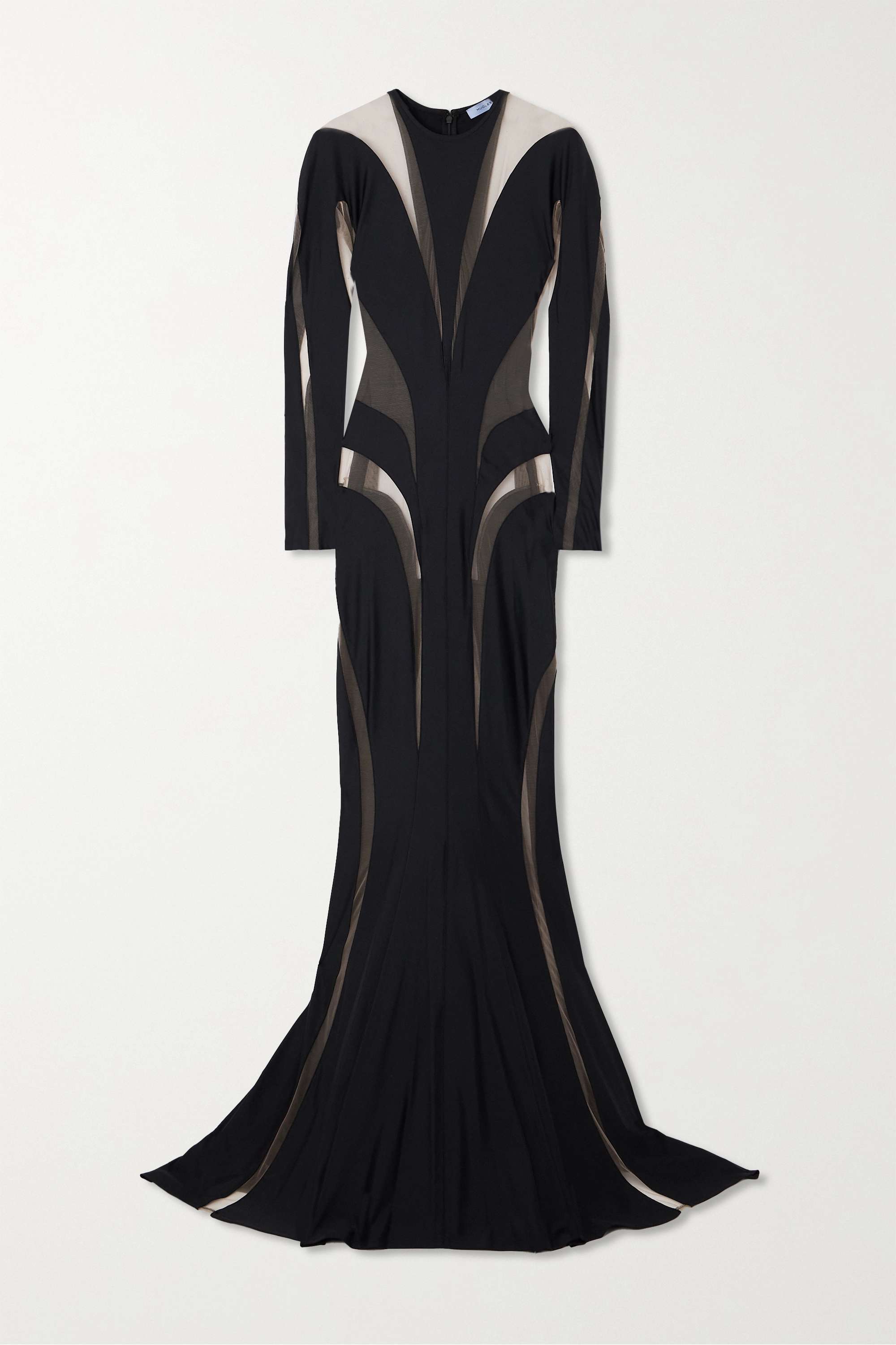 Mugler Tulle-Paneled Stretch-Jersey Maxi Dress In Black - 50% Off |  Editorialist