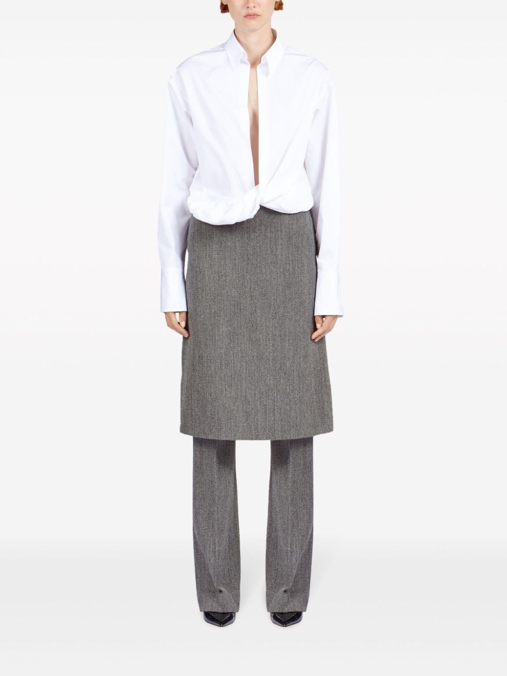 SALVATORE FERRAGAMO Ferragamo wrap-design cotton shirt