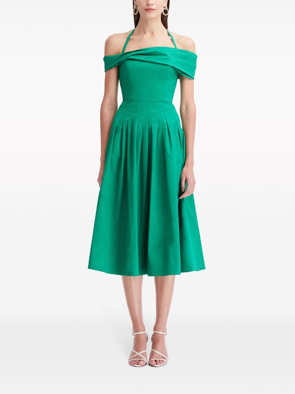 OSCAR DE LA RENTA Off-Shoulder Halterneck Midi Dress