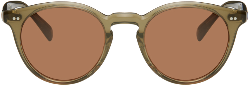 Oliver Peoples/ The Row in Gold/ Persimmon Empire Suite Sunglasses by Oliver Peoples The Row - La  main image 4