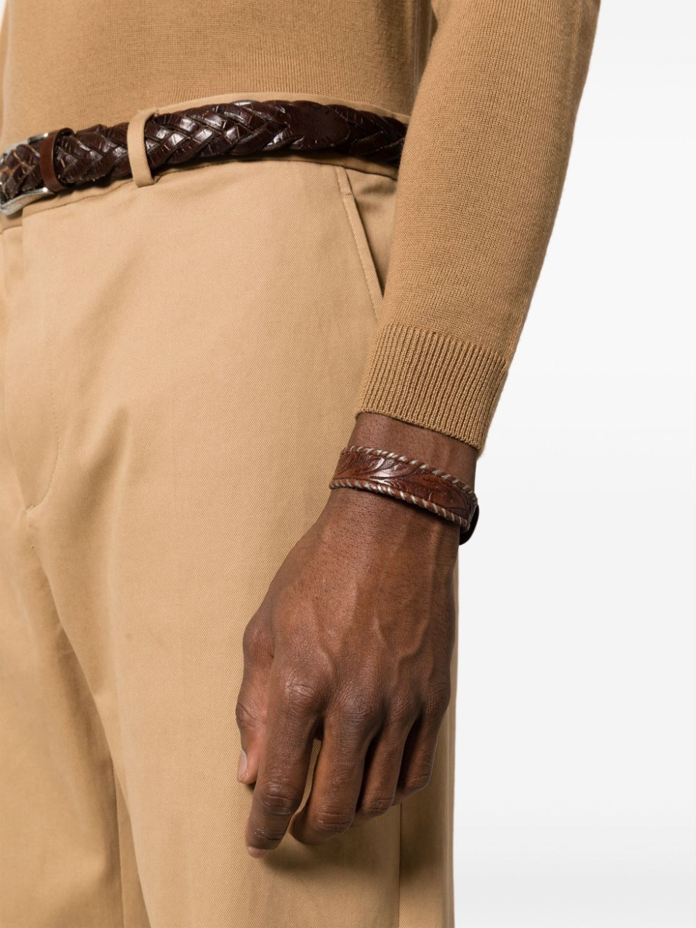 Ralph Lauren Buckle Leather Bracelet - Brown | Editorialist