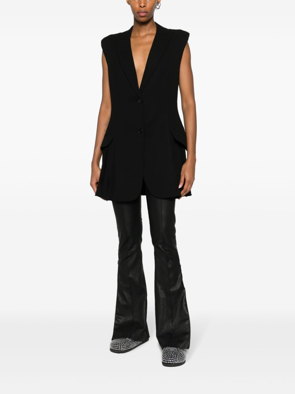 SIMKHAI Single-Breasted Pleated Vest