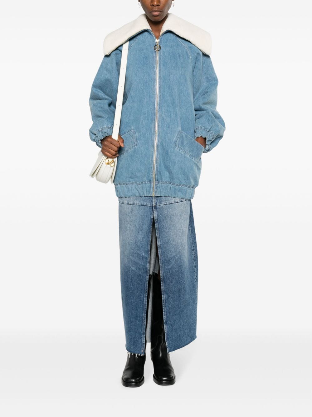 PATOU Patou Faux Shearling-Trimmed Denim Jacket