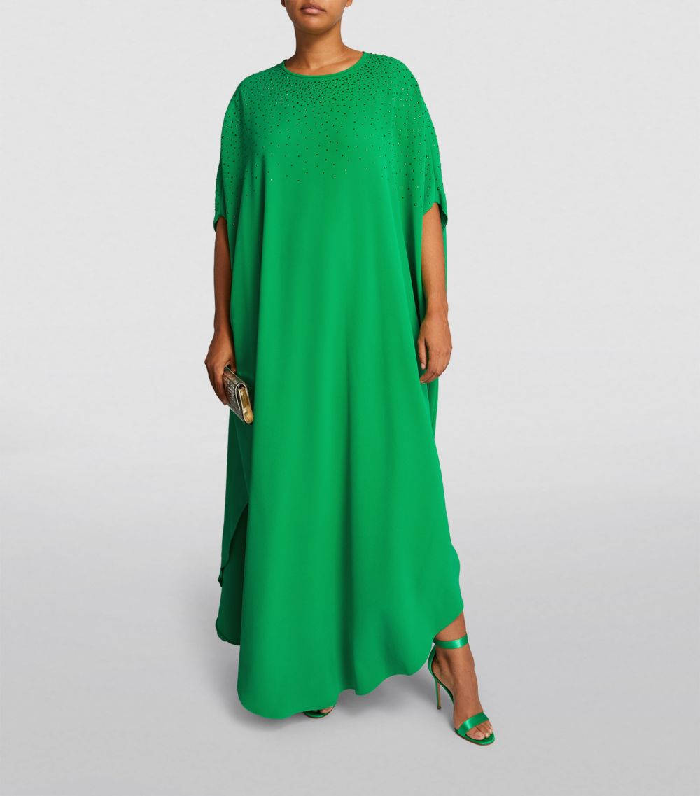 Marina Rinaldi Crystal-Embellished Kaftan Maxi Dress - Green | Editorialist