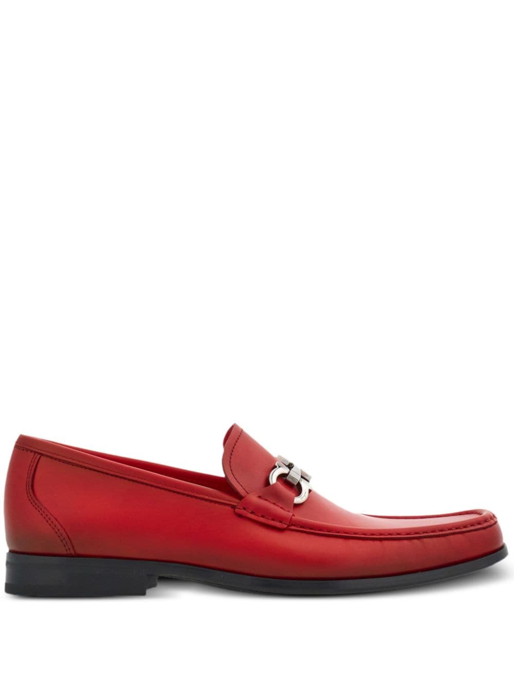 Ferragamo Gancini Plaque Leather Loafers In Red - 50% Off  display picture 1