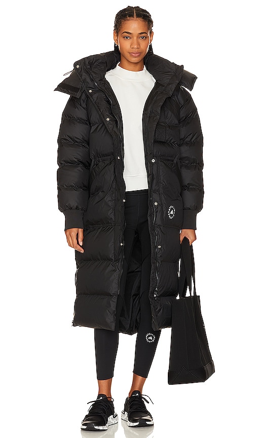 Adidas By Stella Mccartney True Nature Long Padded Jacket In Black