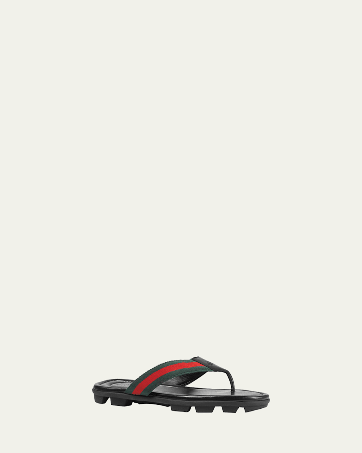 Gucci Web Leather Thong Sandals - Black | Editorialist