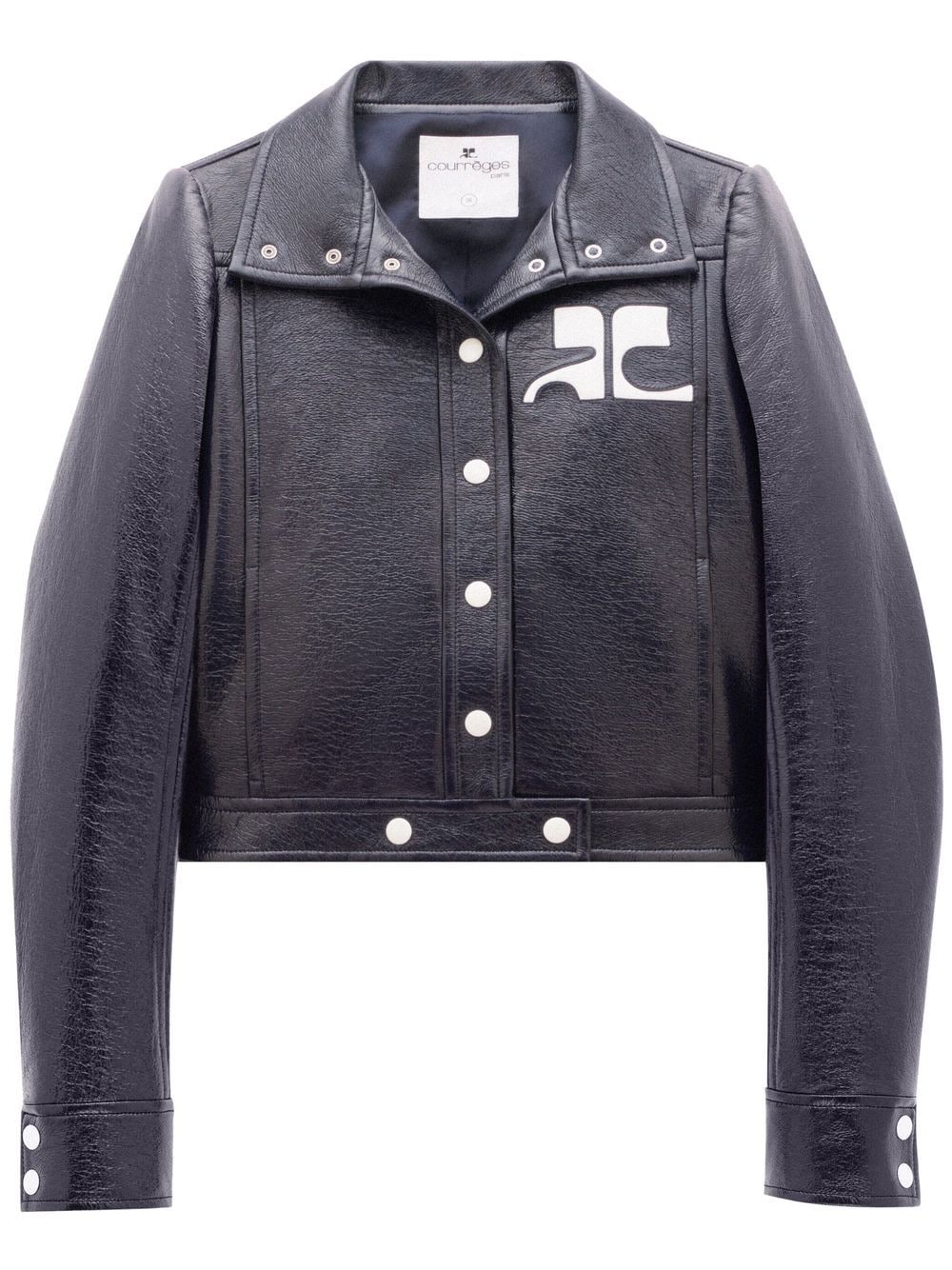 COURREGES Courrèges Navy Blue Logo Patch Button-Fastening Jacket