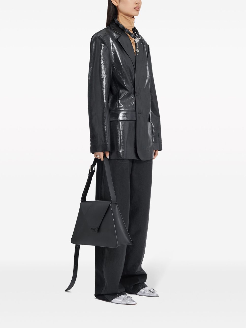 MAISON MARGIELA MM6 Maison Margiela Coated Single-Breasted Blazer