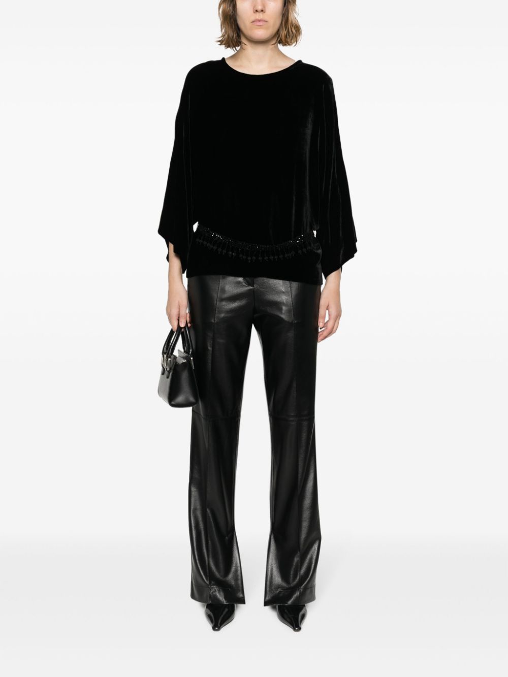 P.A.R.O.S.H Belted Round-Neck Blouse