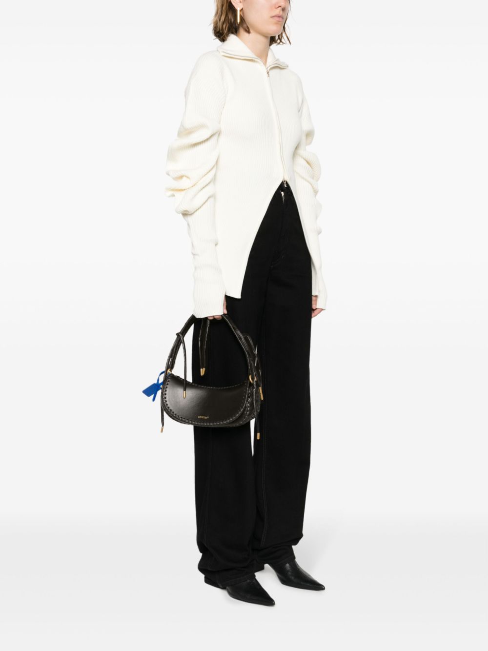 OFF-WHITE Off-White Braided-Trim Leather Tote Bag