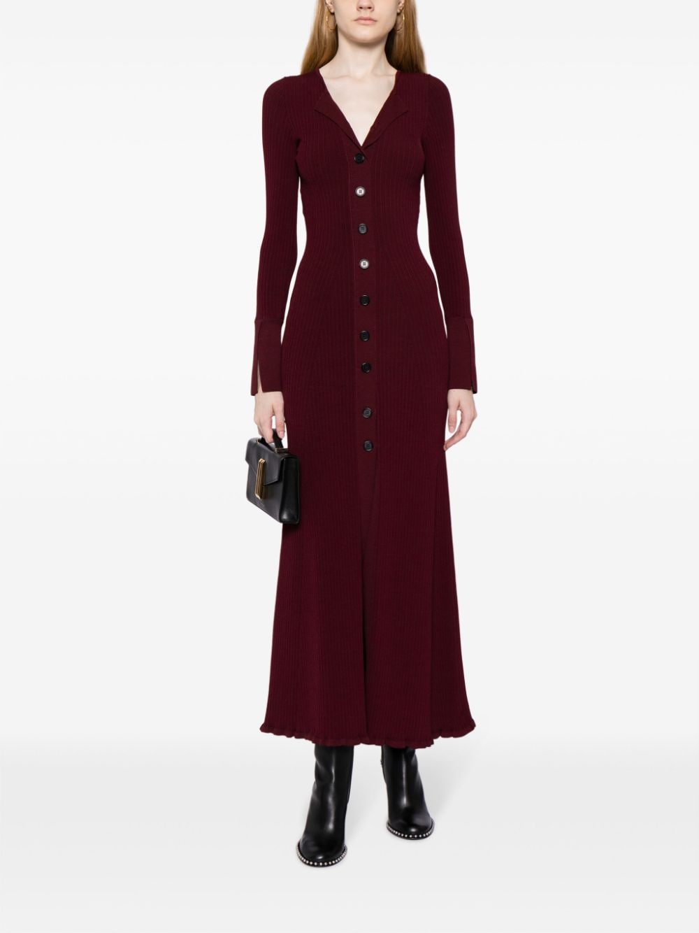 PHILOSOPHY DI LORENZO SERAFINI Long-Sleeve Ribbed-Knit Long Dress