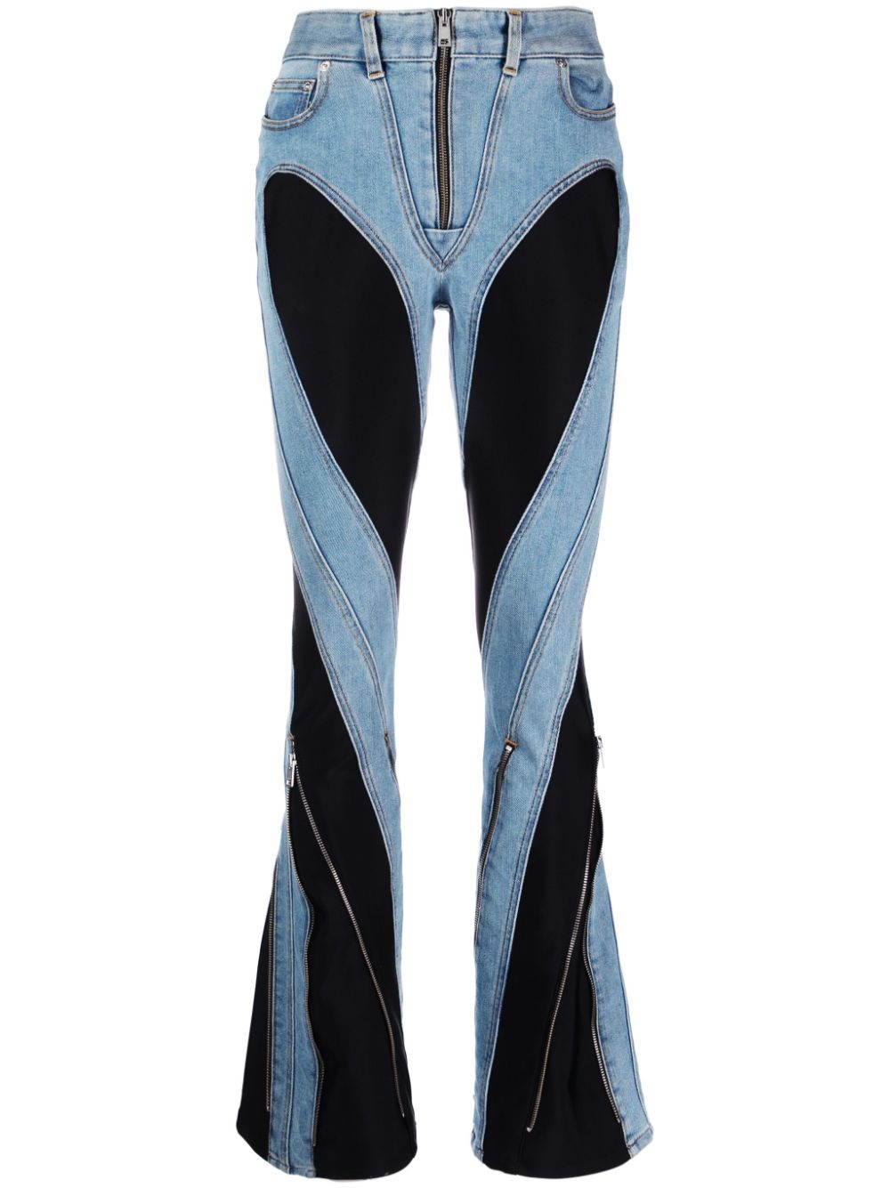 MUGLER　　スパイラルパネルデニムパンツ　イタリア製 38 Mugler Spiral Split-Hem Jeans In Blue - 72% Off | Editorialist