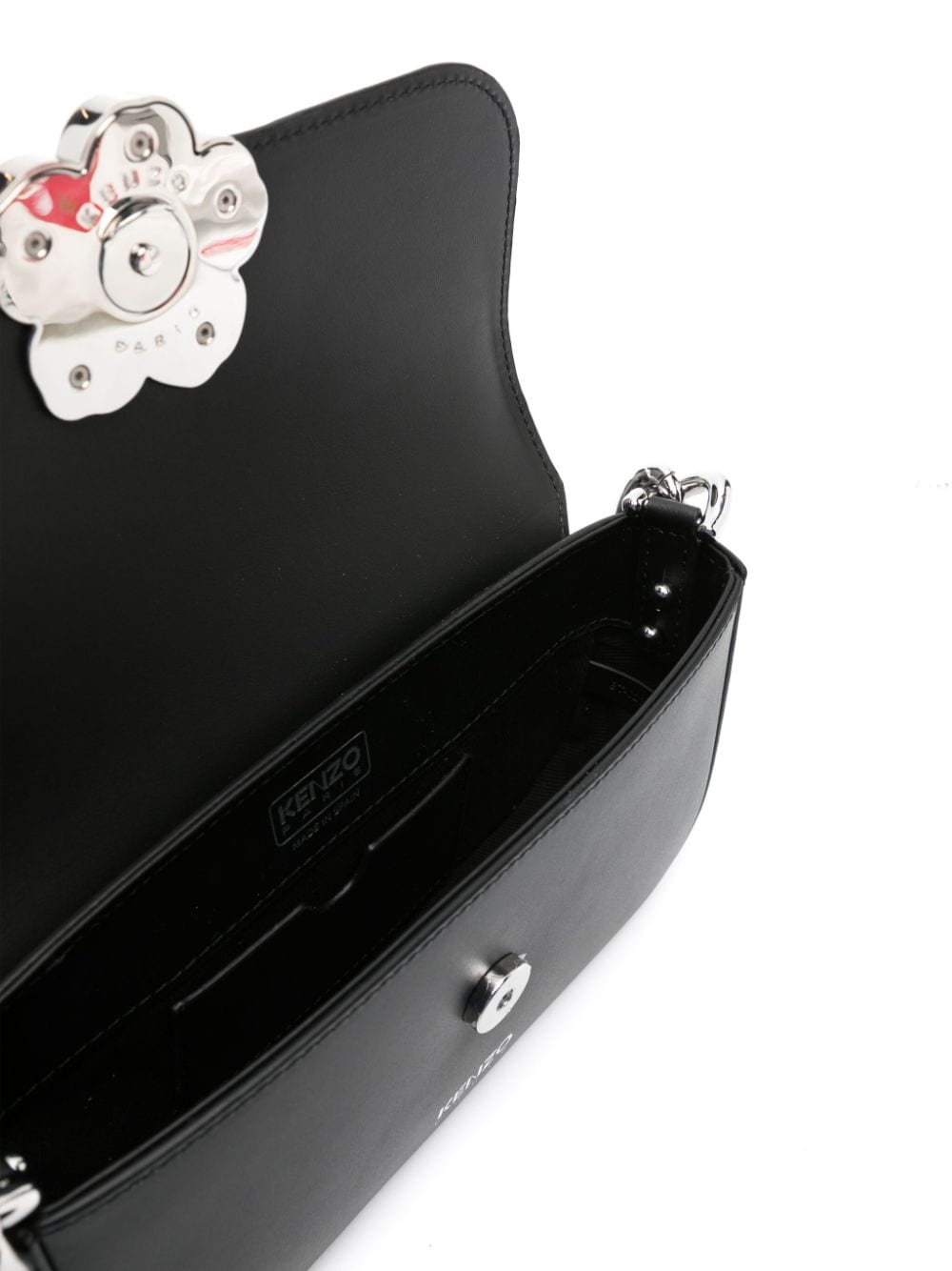 Kenzo Boke Flower-Plaque Leather Shoulder Bag In Black - 30% Off