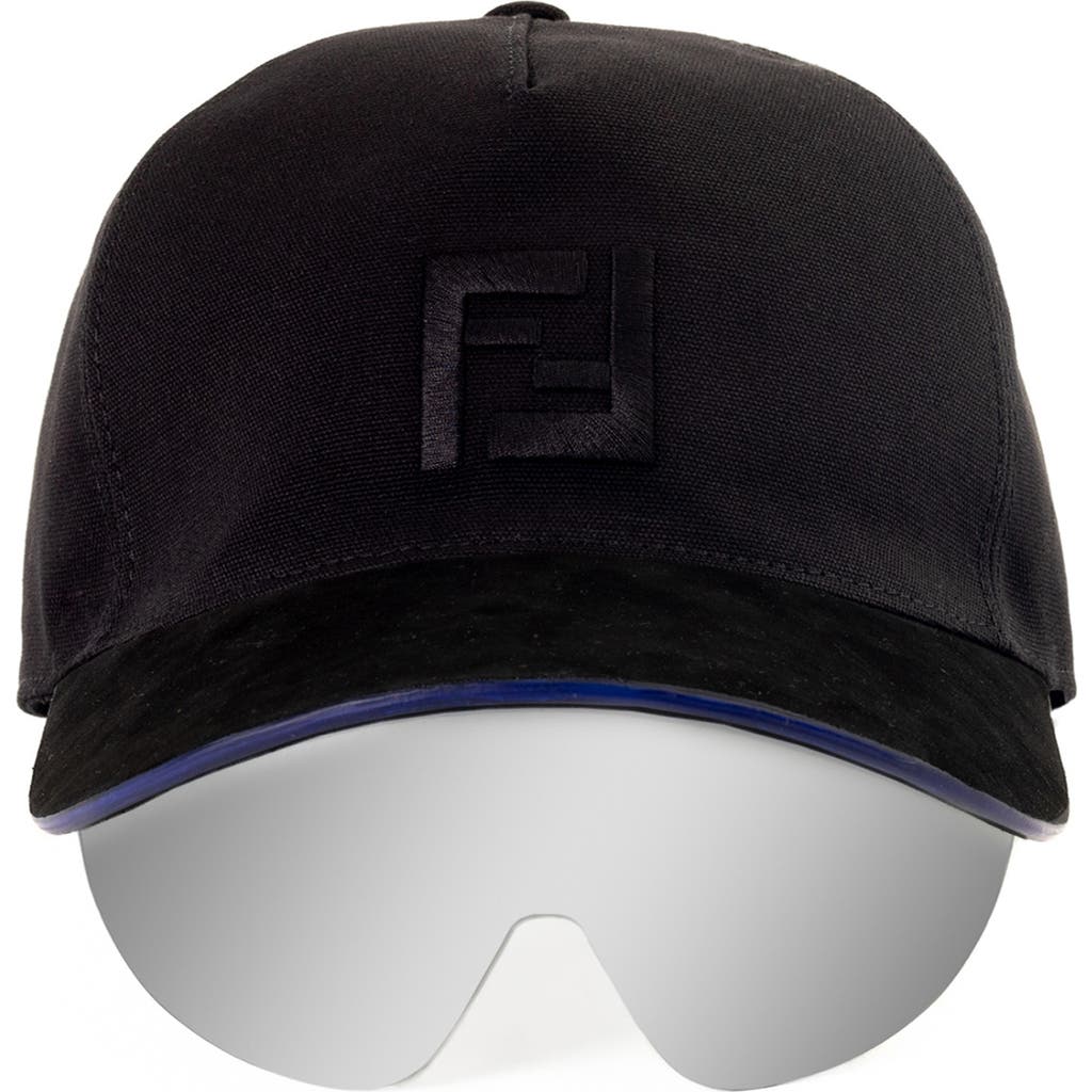 Fendi Eyecap Baseball Hat With Shield Sunglasses In Black/Smoke Mirror ...