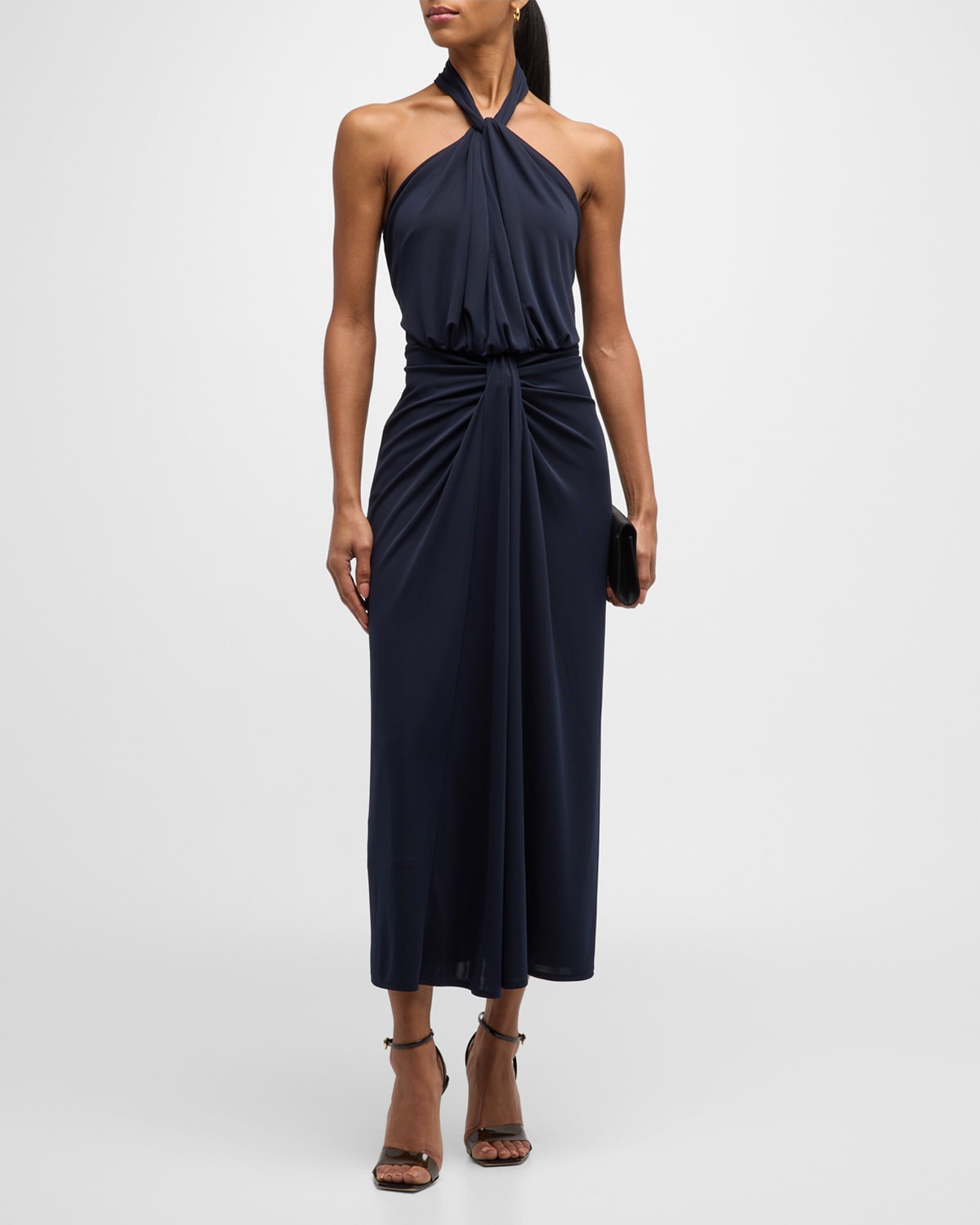 Cinq Sept Kaily Twisted Jersey Halter Maxi Dress - Navy | Editorialist Cinq Sept Kaily Twisted Jersey Halter Maxi Dress - Navy | Editorialist