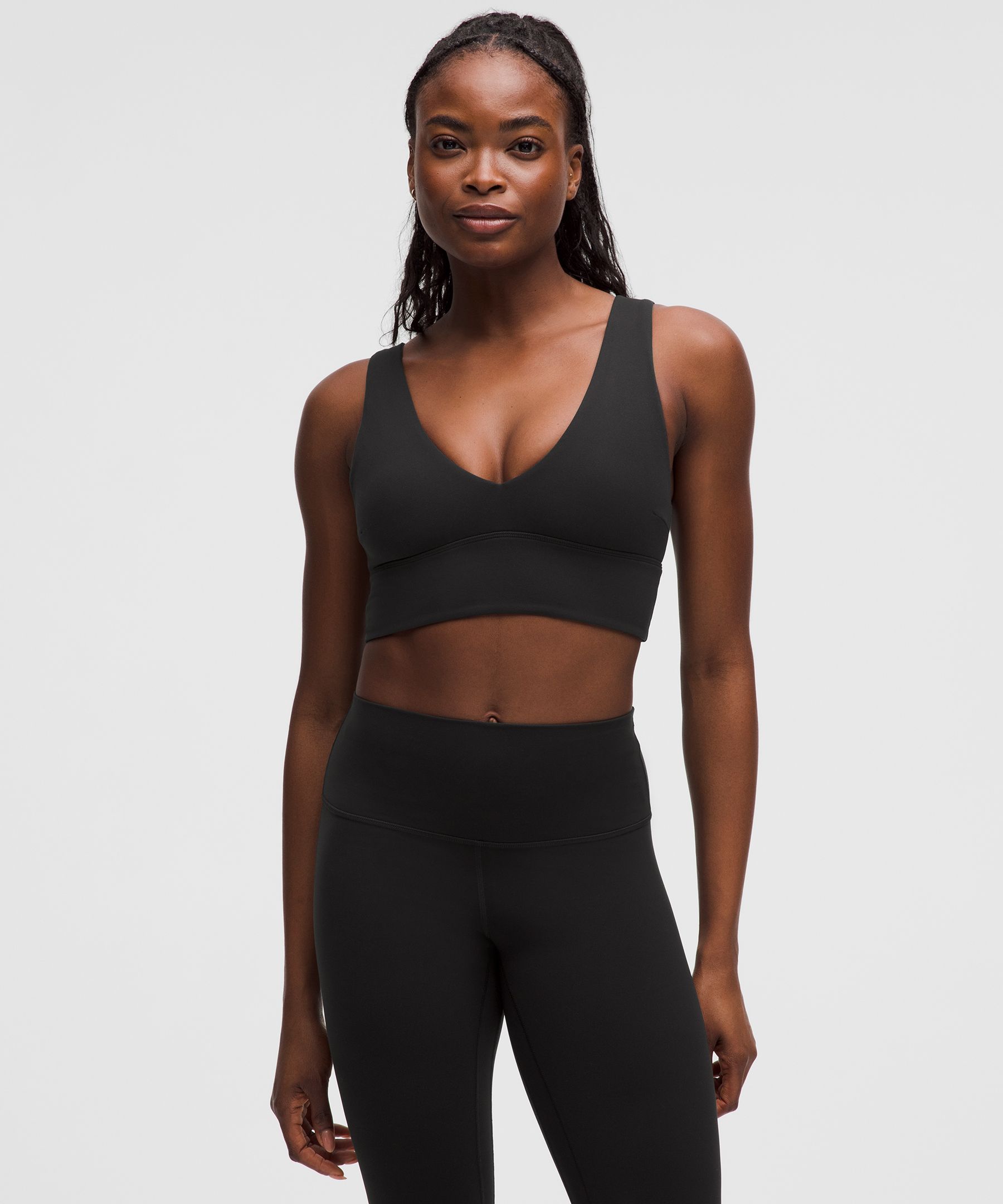 Alo Yoga Airlift Ribbed Jump Start V-Neck Bra - Black | Editorialist