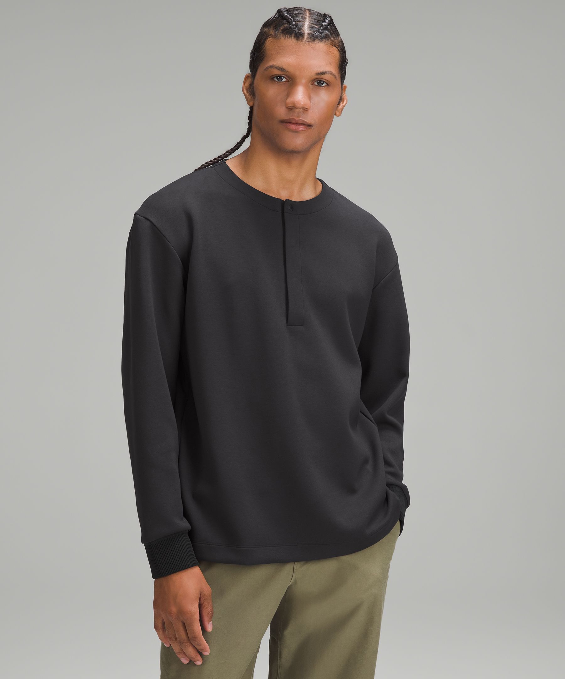 LULULEMON long–sleeve Henley XL Lululemon Reinstate Long Sleeve Henley - Heathered Medium