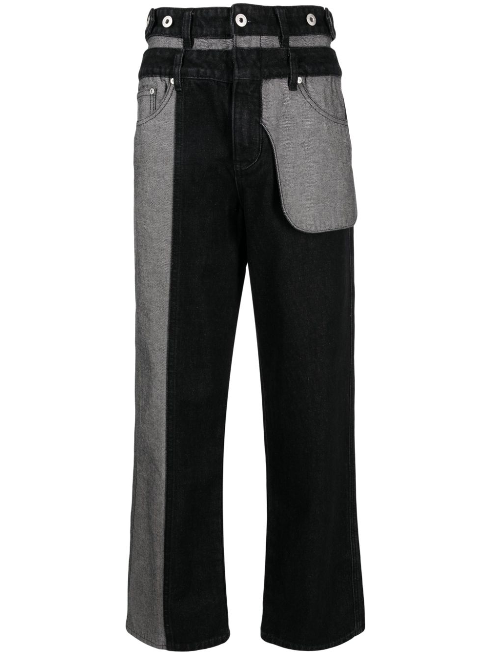 Feng Chen Wang Jacquard Paneled Jeans In Black - 77% Off 