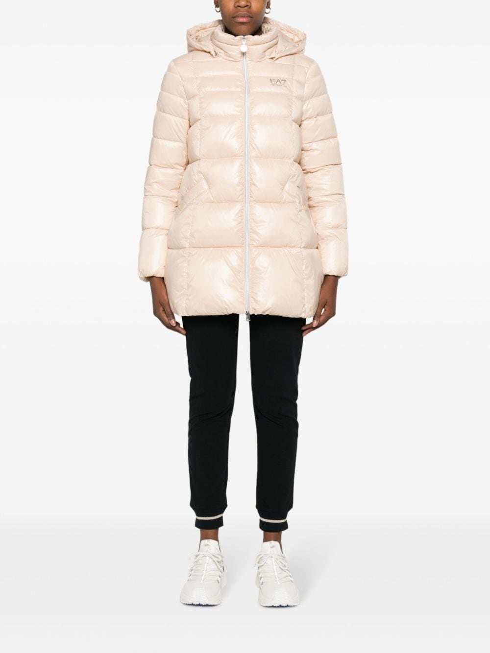 EA7 EA7 Emporio Armani Logo-Print Hooded Padded Jacket