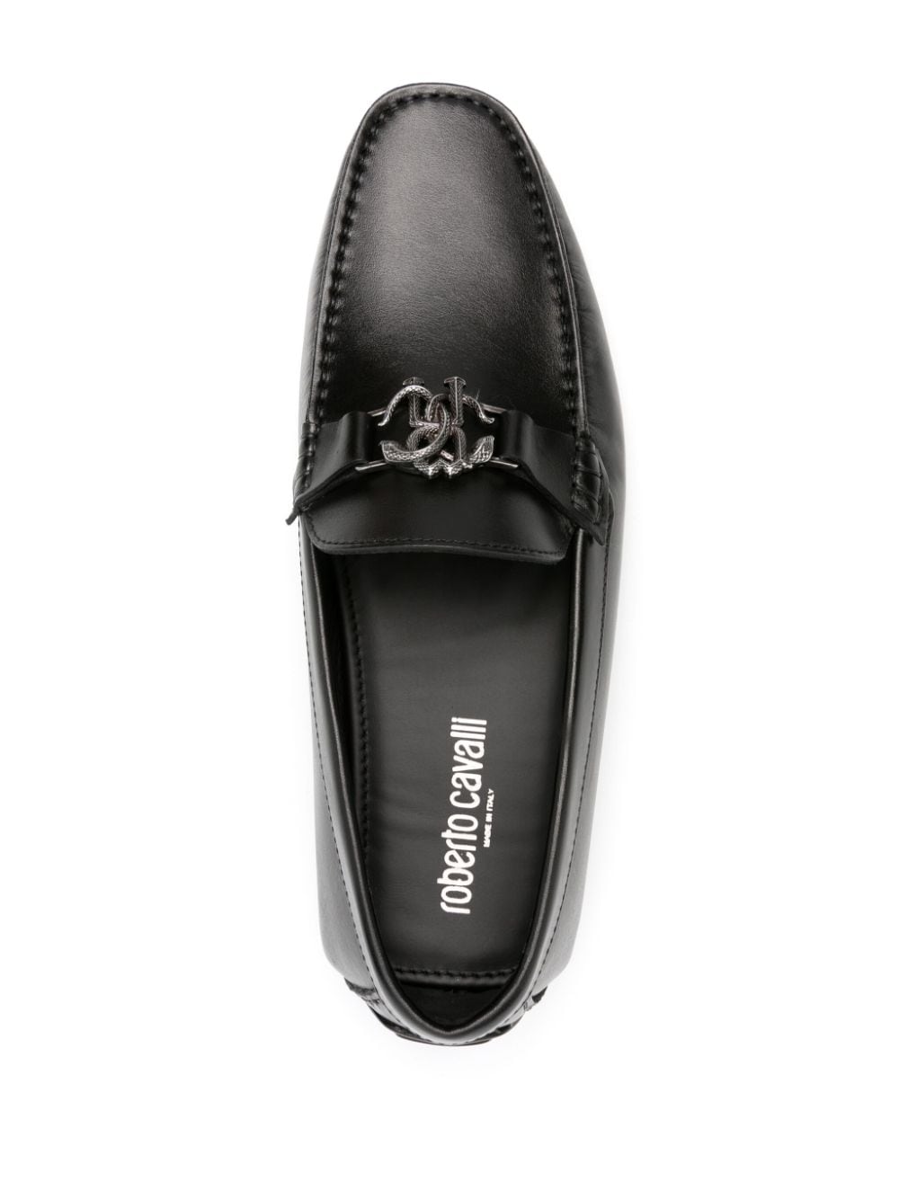Roberto Cavalli Mirror Snake Leather Loafers In Black - 39  display picture 1