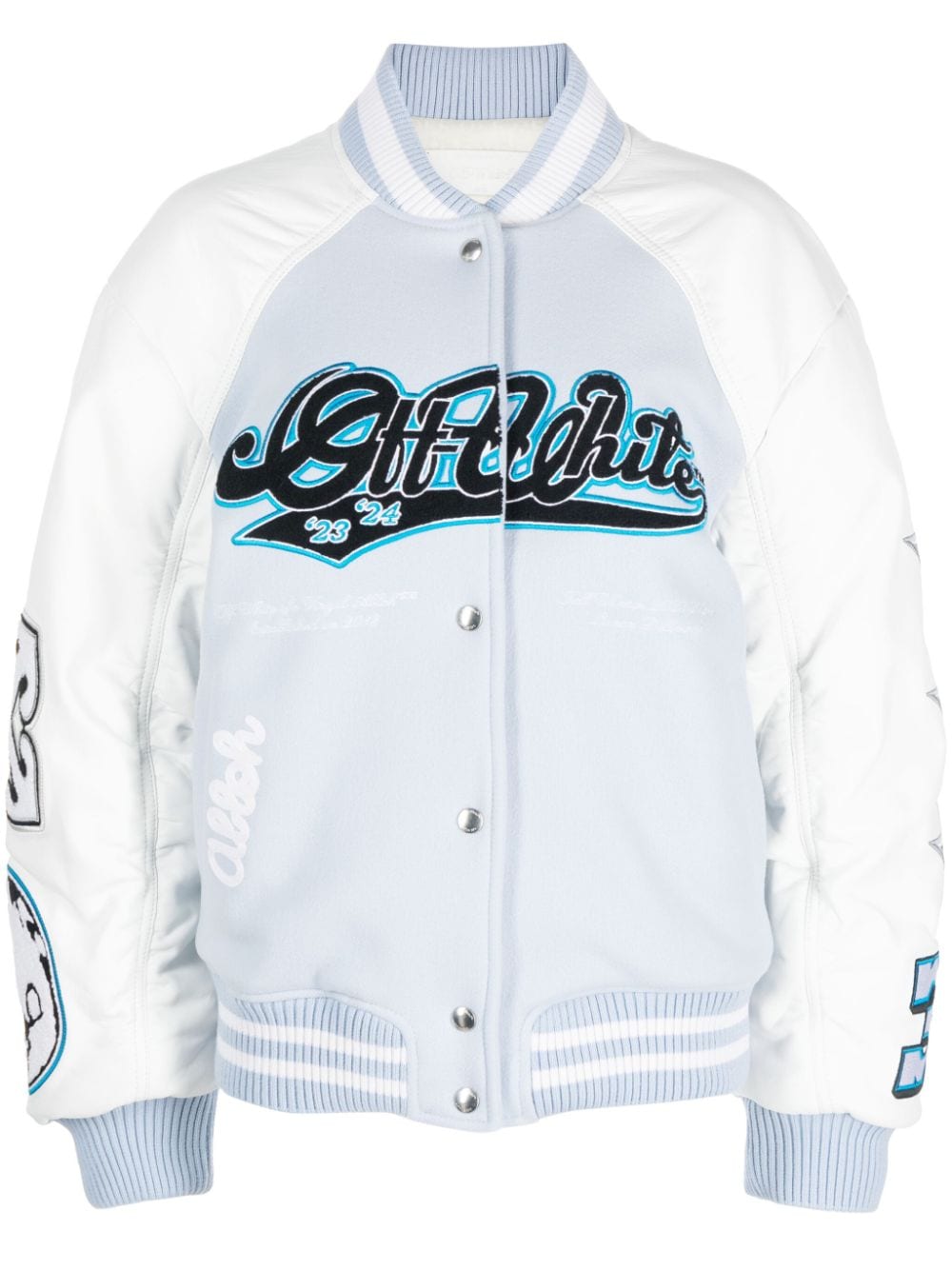 OFF-WHITE Off-White Moon Wheel Leather Varsity Jacket