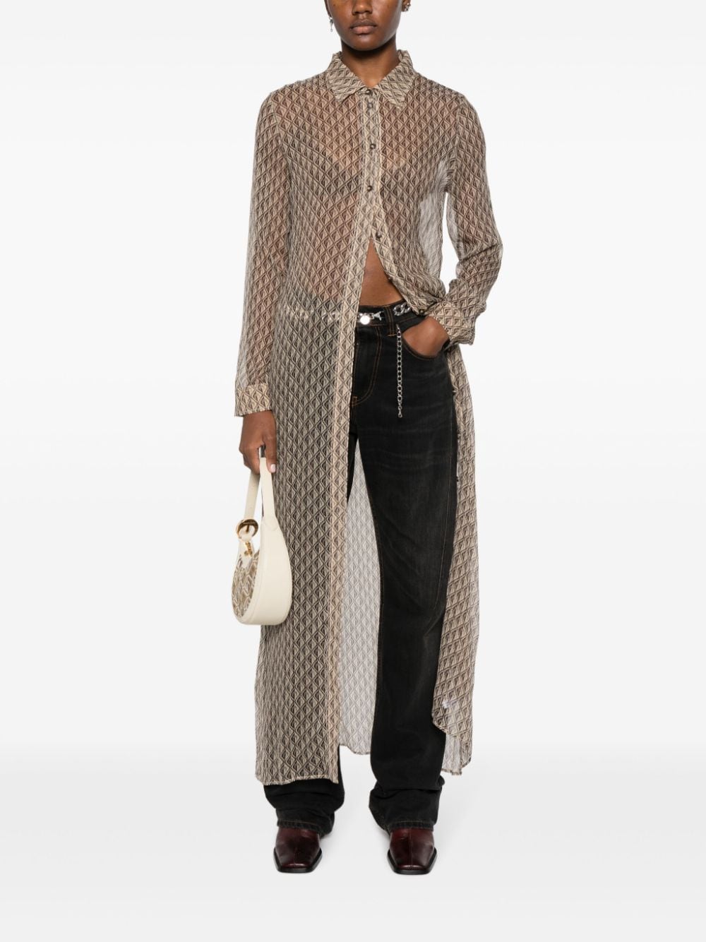 MARINE SERRE Marine Serre Moon Diamant Silk Shirt Dress