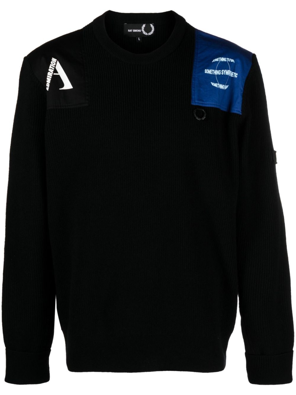 トップス RAF SIMONS & FRED PERRY wool knit Raf Simons X Fred Perry Patch-Detailed Wool Jumper In Black - 78