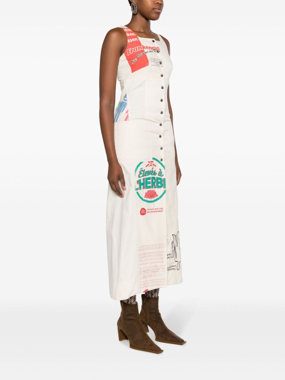 MARINE SERRE Marine Serre Regenerated Canvas Midi Dress