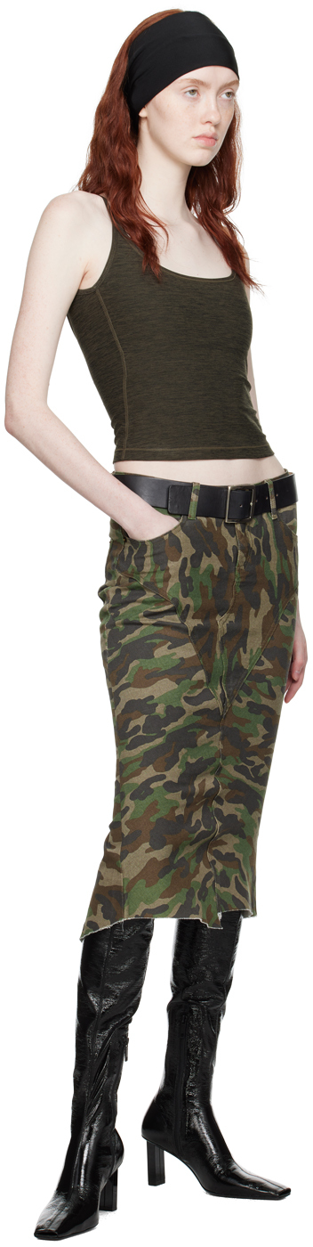 Fax Copy Express Khaki Fishtail Denim Midi Skirt In Camo - 55% Off