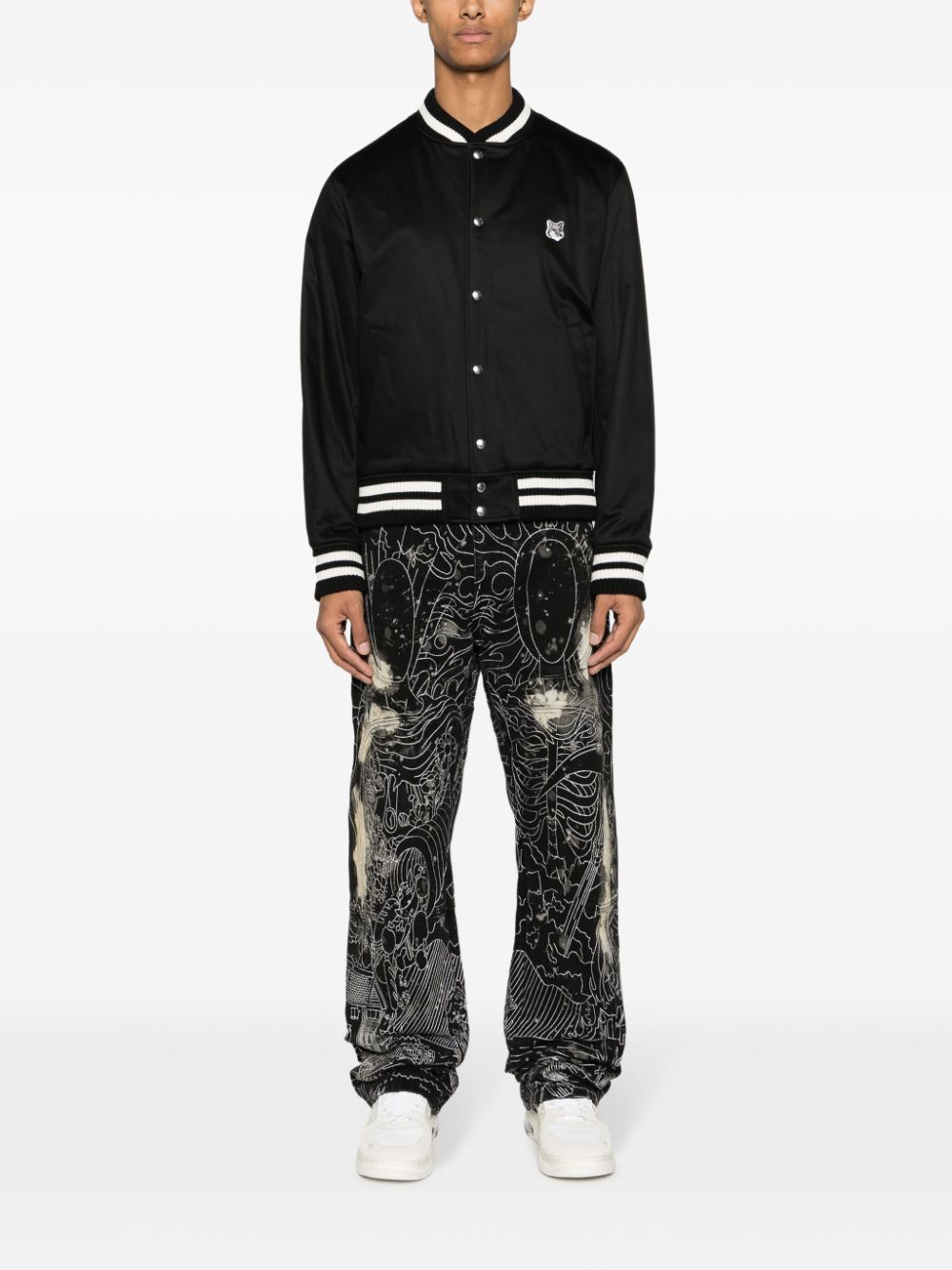 MAISON KITSUNÉ Maison Kitsuné Fox-Patch Satin Bomber Jacket