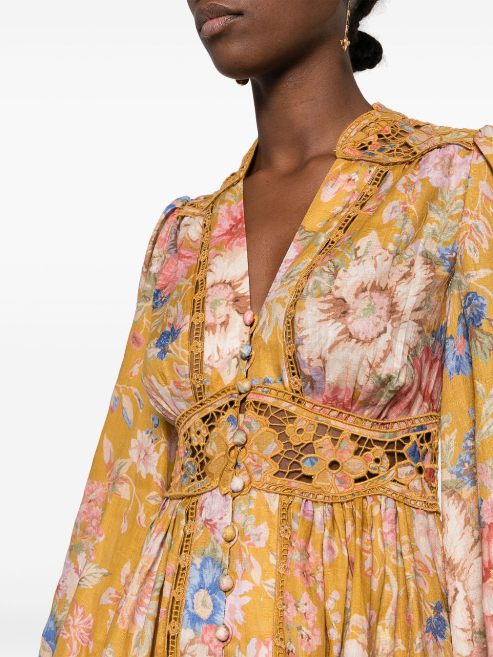 Zimmermann August Plunge Mini Dress In Yellow - 57% Off | Editorialist