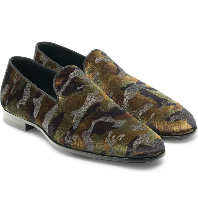 Magnanni Jareth Camo Velvet Loafer - Green | Editorialist display picture 3